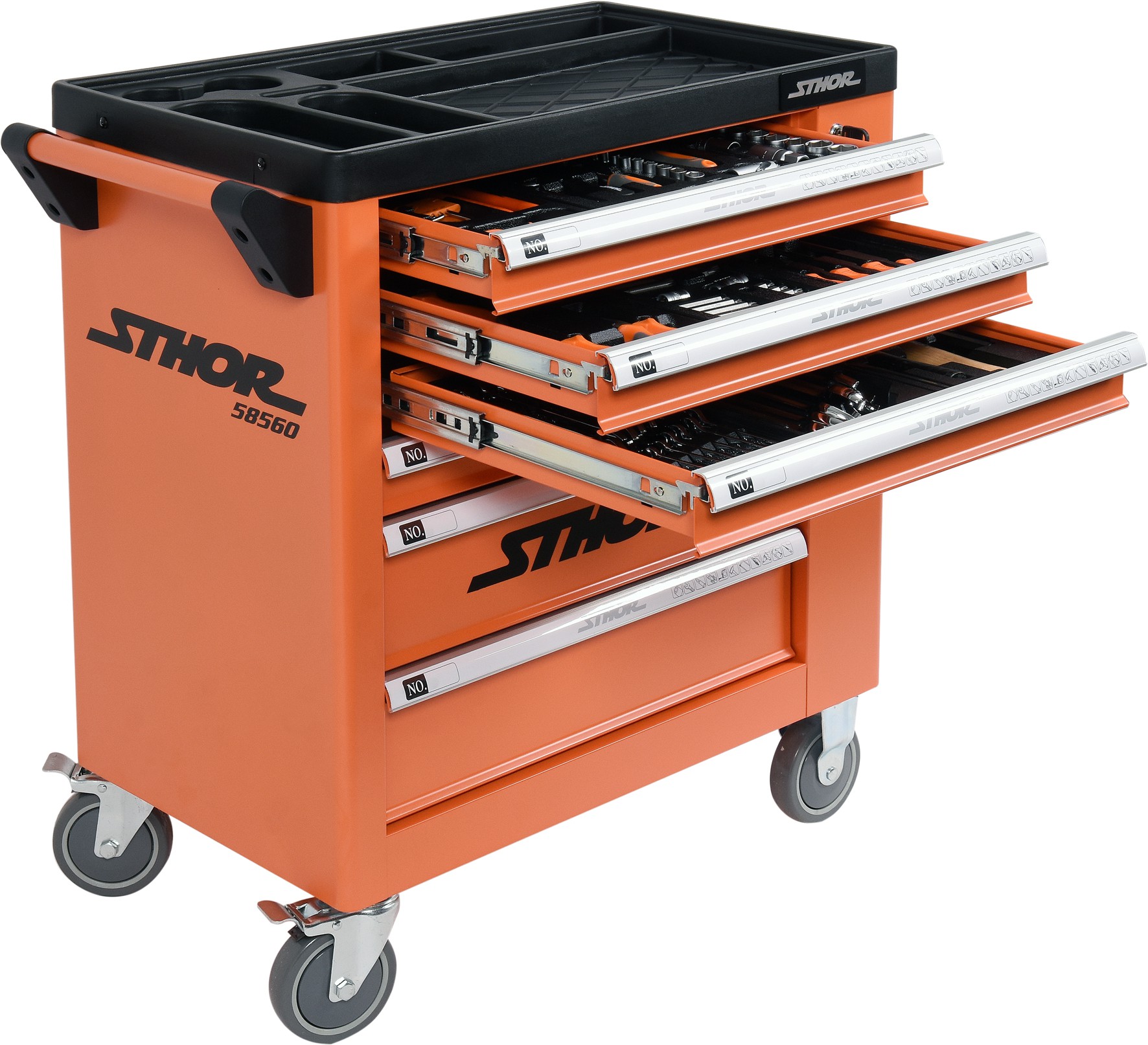 Dulap cu scule echipat complet cu 6 sertare 184 piese Sthor 58560 ...