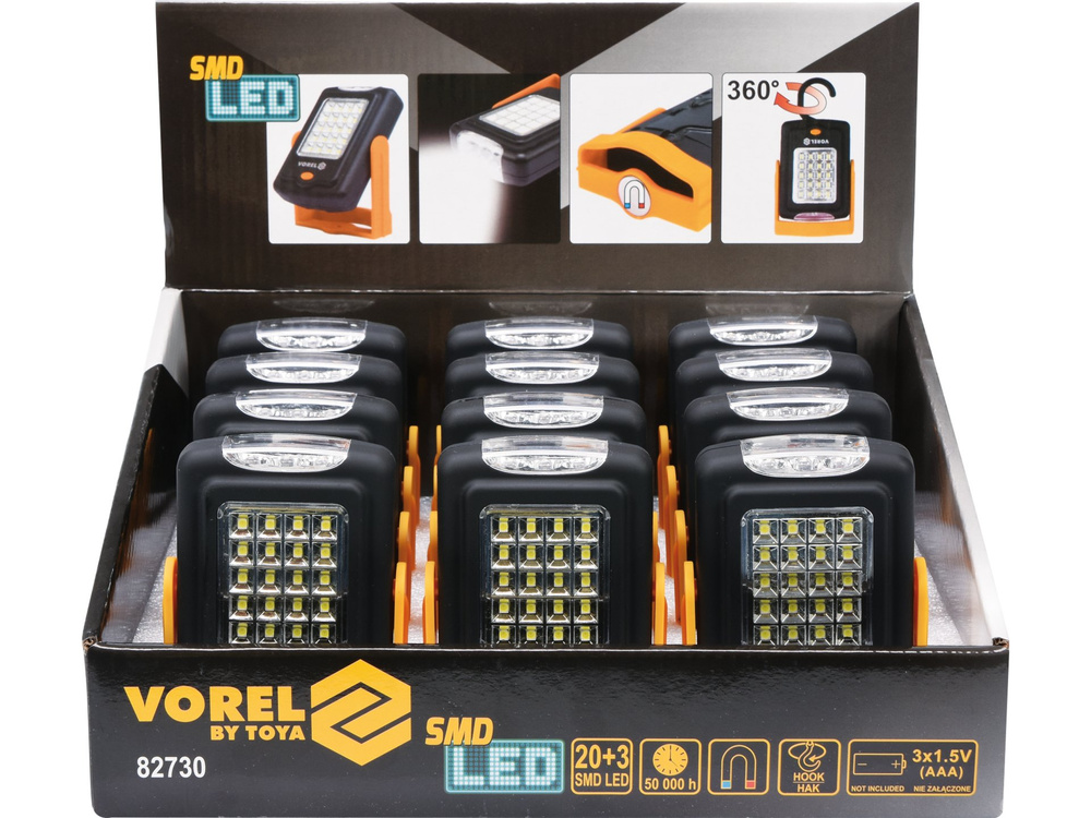 Lampă portabilă cu magnet, 20+3 LED Vorel 82730 | MagazinulCuScule.ro