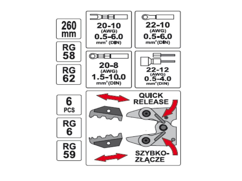 Set clește sertizat 6 bucăți Yato YT-2245 | MagazinulCuScule.ro