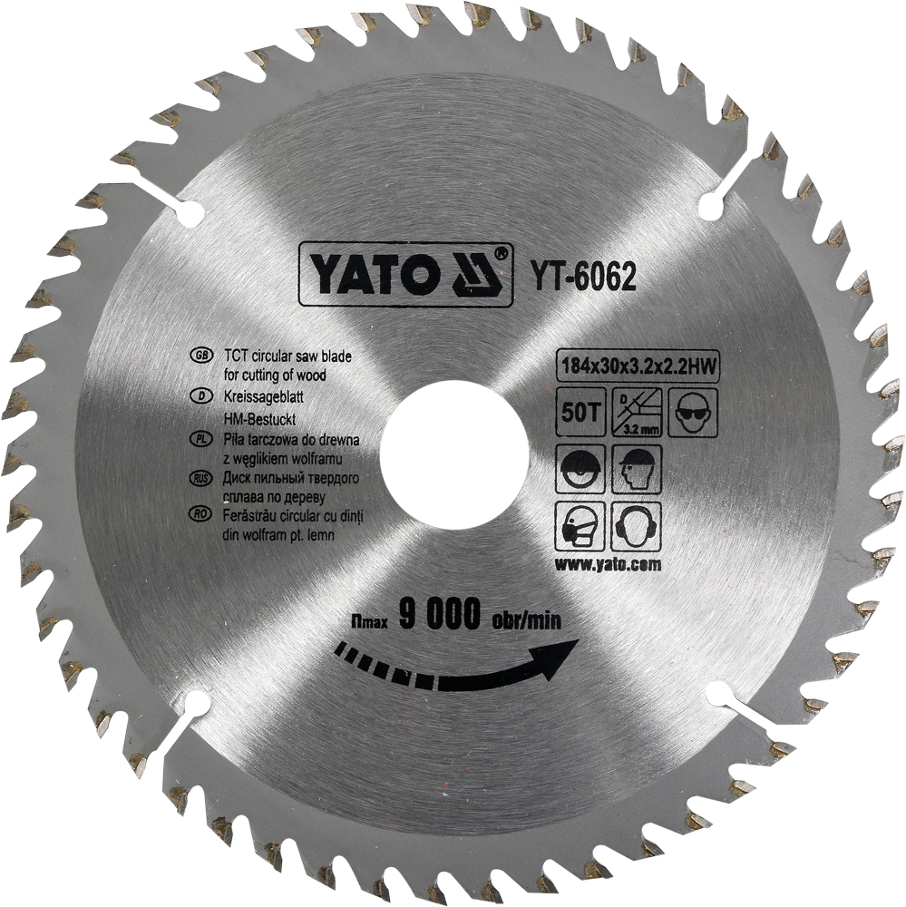 Disc circular lemn 184 x 30 x 3.2 mm 50 dinți Yato YT-6062 ...
