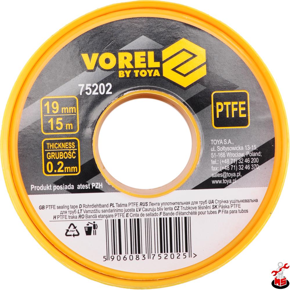 Bandă de teflon 19 mm x 0.2 mm x 15 m Vorel 75202 | MagazinulCuScule.ro