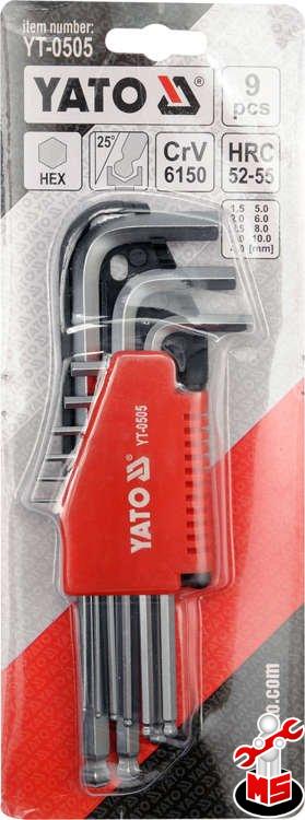 Set chei imbus hex 9 buc 1.5 - 10 mm Yato YT-0505 | MagazinulCuScule.ro