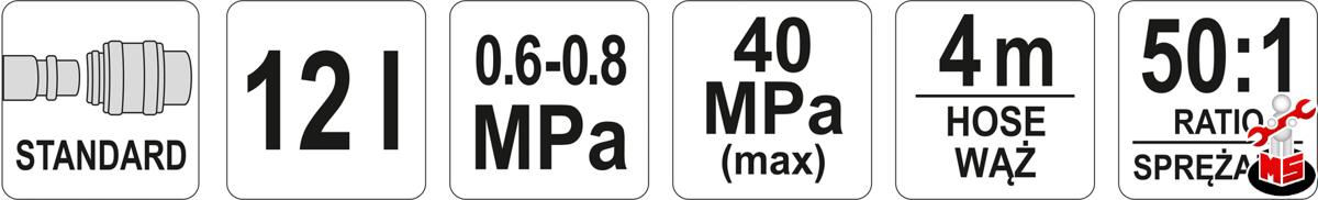 Pompa pneumatica pentru gresat, 12L, 4m Yato YT-07067 | MagazinulCuScule.ro