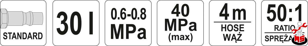 Pompă pneumatică pentru gresat, 30 L, 4M Yato YT-07068 ...